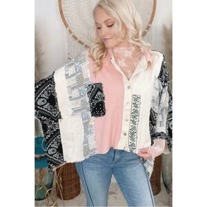 POL | Tops | Last One Pol Boho Patchwork Summer Button Down Oversized ...